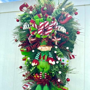 Extra Large Christmas Elf Wreath for Double Doors | Nice Elf Christmas ...
