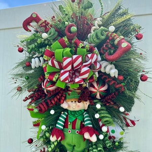 Extra Large Christmas Elf Wreath for Double Doors | Nice Elf Christmas ...