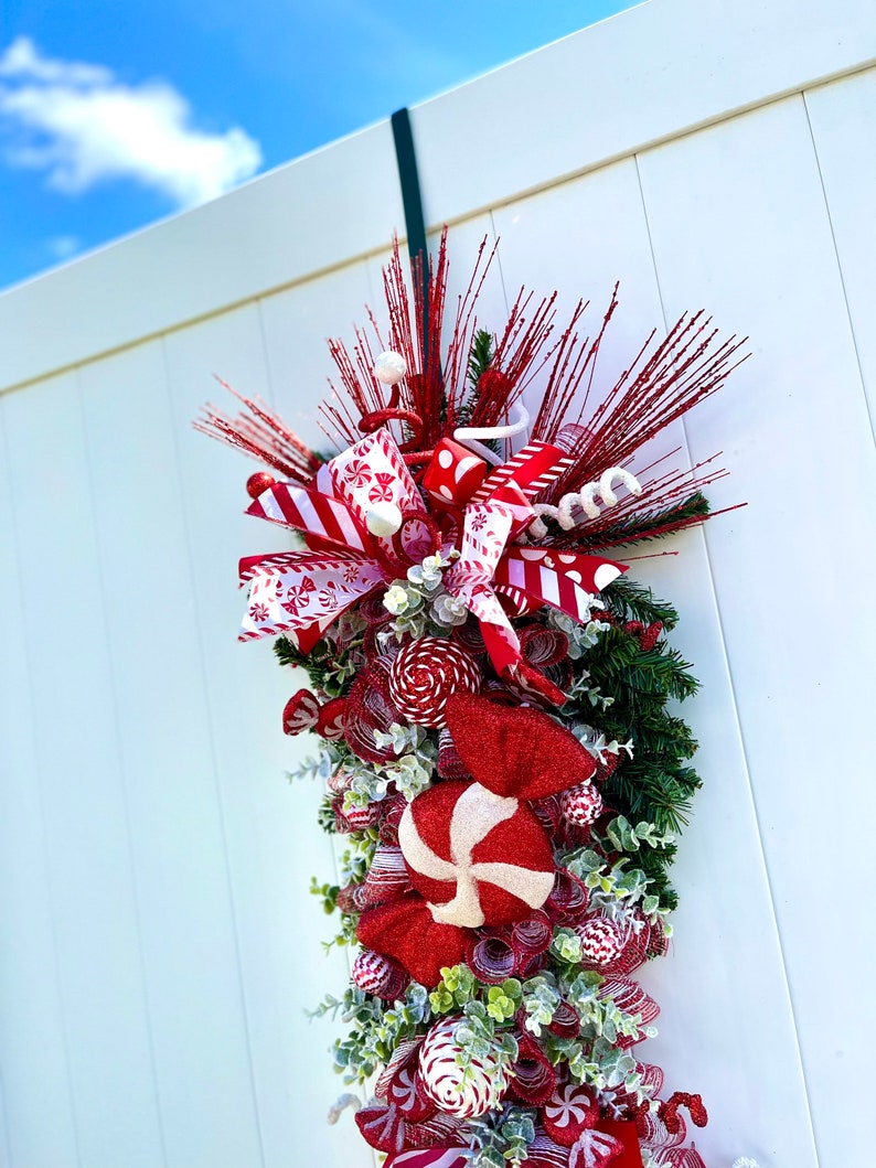 Candy Land Peppermint Christmas Swag Xlarge Double Door - Etsy