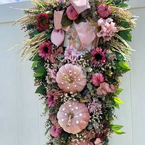 Large Double Door Fall Swag Pink Autumn Wreath for Front Door ...