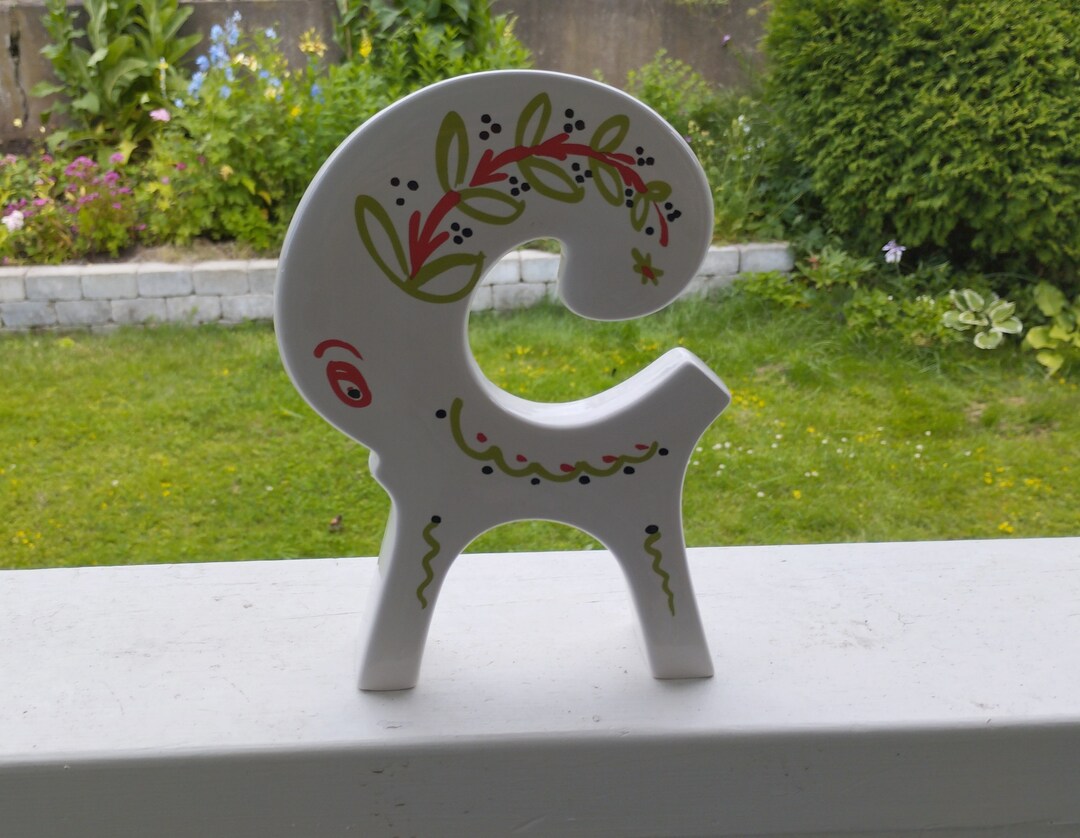 Vintage White Ceramic Goat Figurine. Swedish Vintage 1990 - Etsy