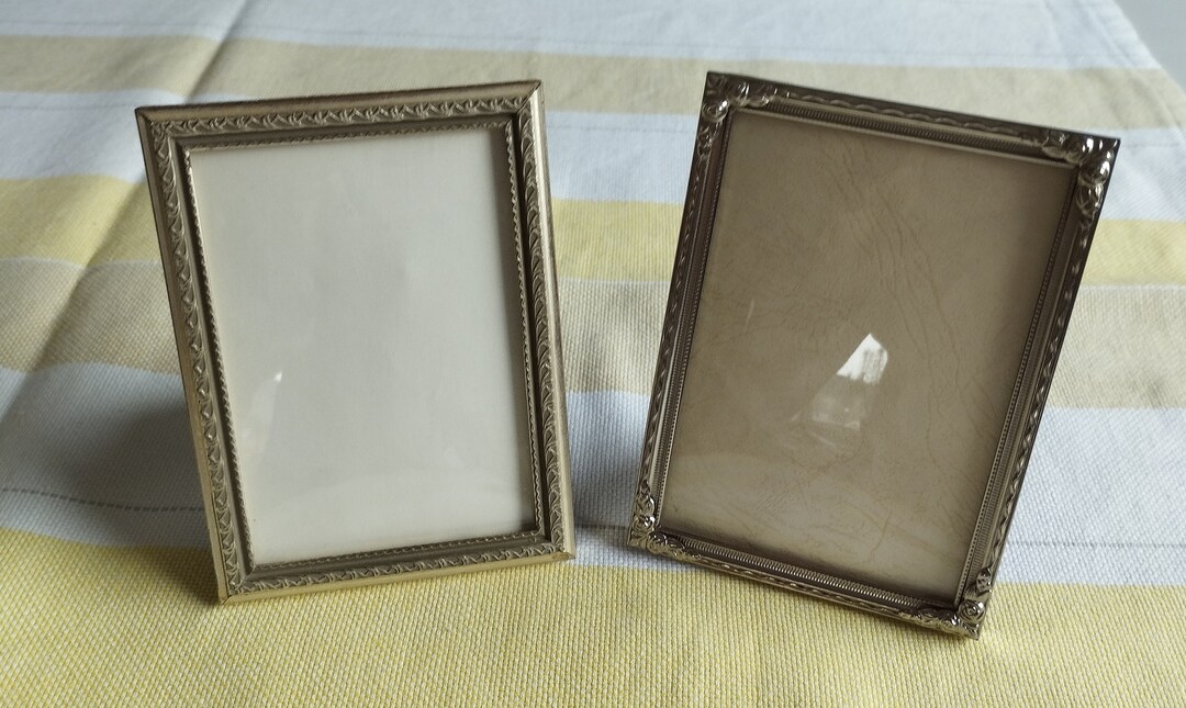 Two Vintage Small Silver Photo Frames With Convex Glass. Scandinavian ...