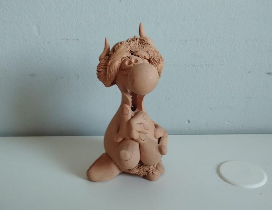 Funny Collectible Clay Devil Demon Woman Figurine. Polish Folk Vintage ...