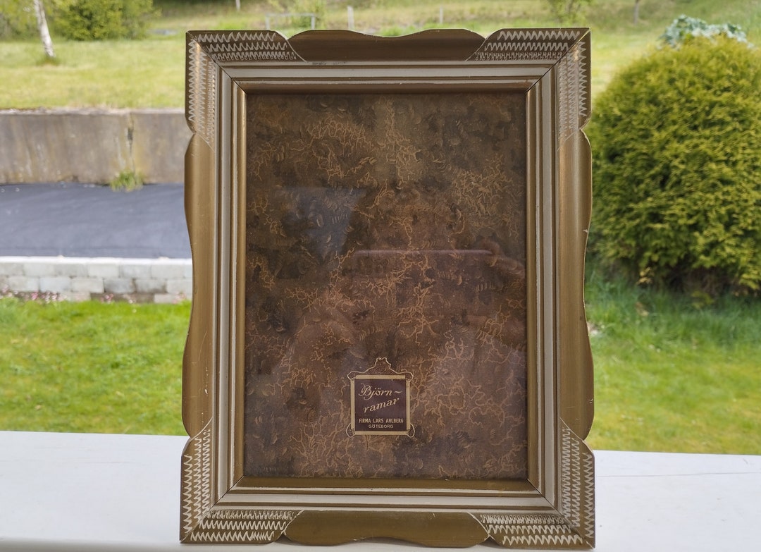 Old Wooden Photo Frame With Glass. Swedish Vintage 1950s. - Etsy