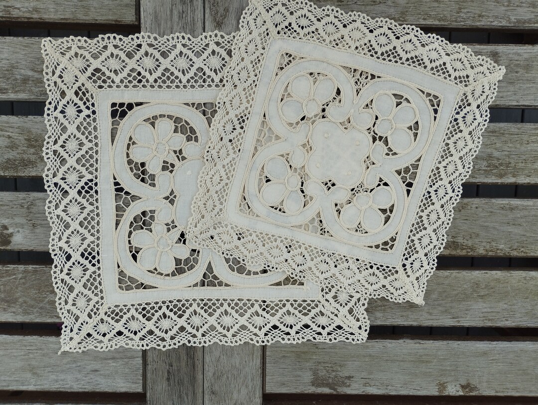 Two Handmade Beige Lace Table Toppers. Swedish Vintage 1960. - Etsy