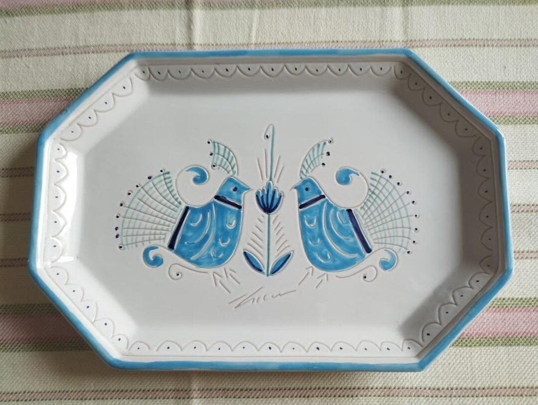 Stunning Big White and Blue Ceramic Sardinian Craftmanship. Italian Art ...