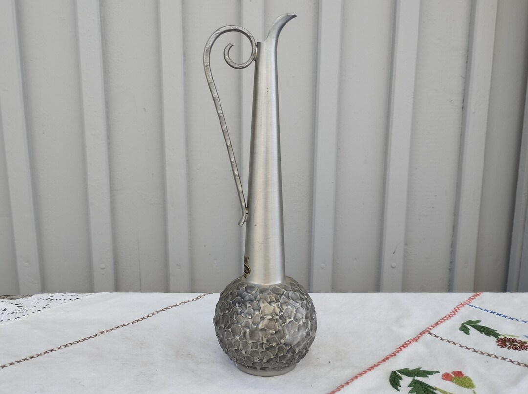 Vintage Pewter Handmade Jug With Handle. Norwegian Art 1960s. - Etsy