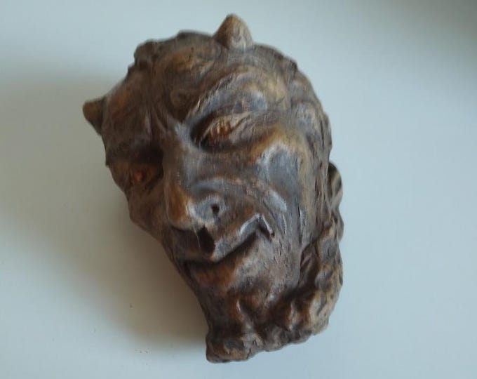 Polish Devil Satan Demon Fireclay Handmade Head Mask. Vintage Hanging ...