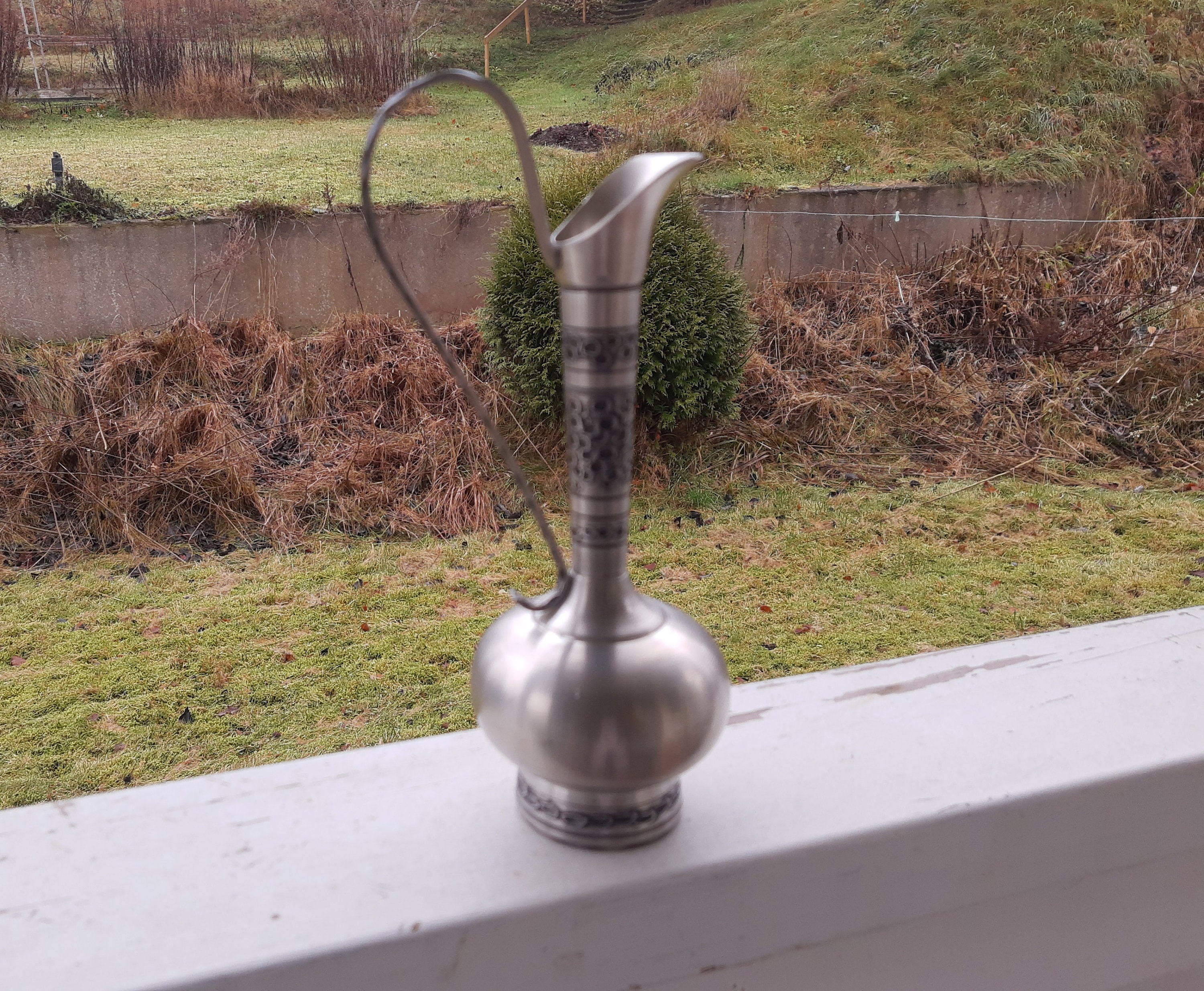 Vintage Pewter Handmade Jug With Handle. Norwegian Art 1960s. - Etsy