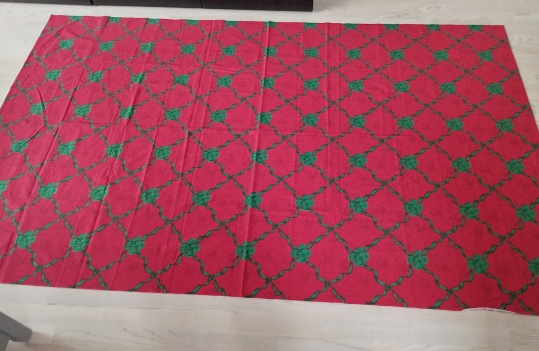 Big Red and Green Printed Cotton Tablecloth. Swedish Vintage 1980s. - Etsy