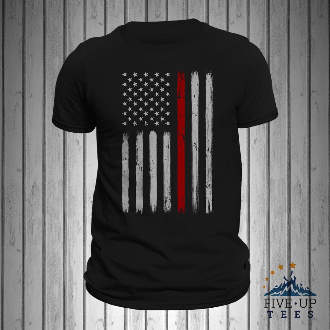 Thin Red Line Flag Firefighter Vertical Brushed Flag Men's T-shirt - Etsy