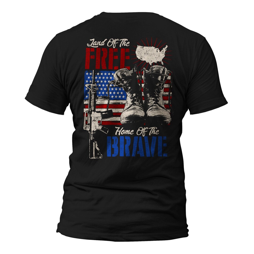 Land of the Free Home of the Brave Front or Back Print T-shirt - Etsy