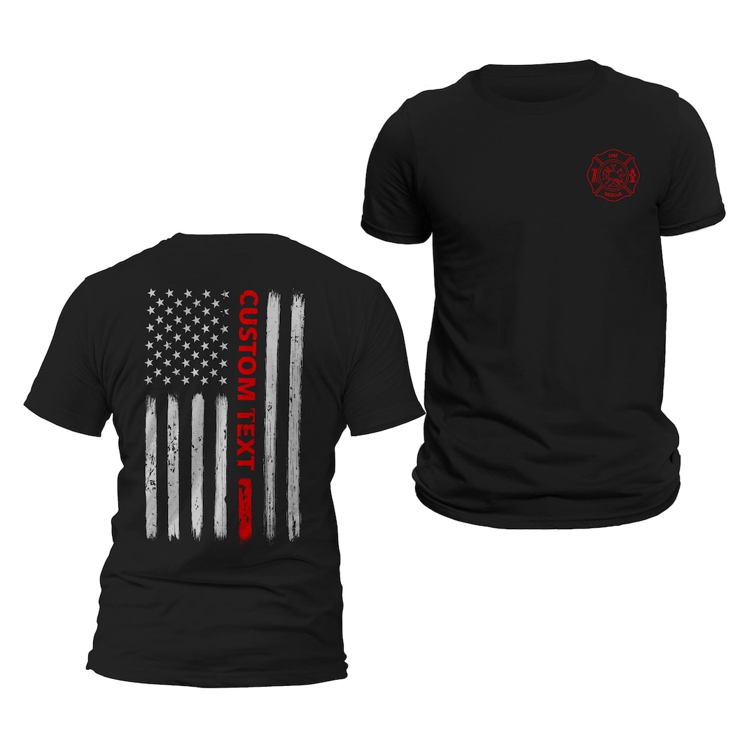 Custom Text Thin Red Line Firefighter T-shirt - Etsy
