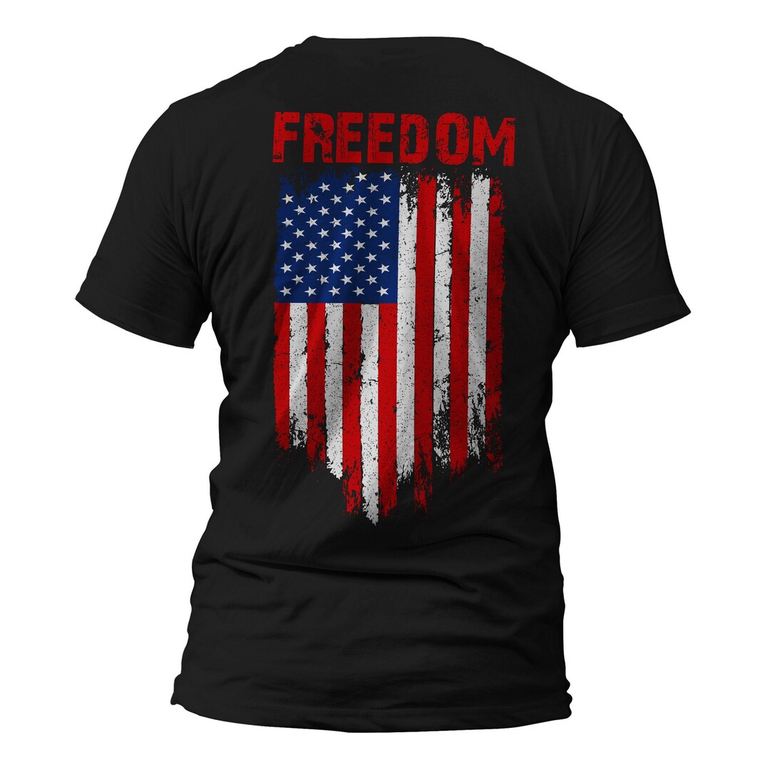 Freedom USA Flag Back Print Patriotic T-shirt - Etsy