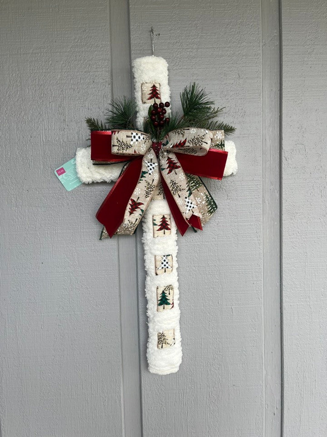 Christmas Cross Wreath, Holiday Decor Wreath - Etsy