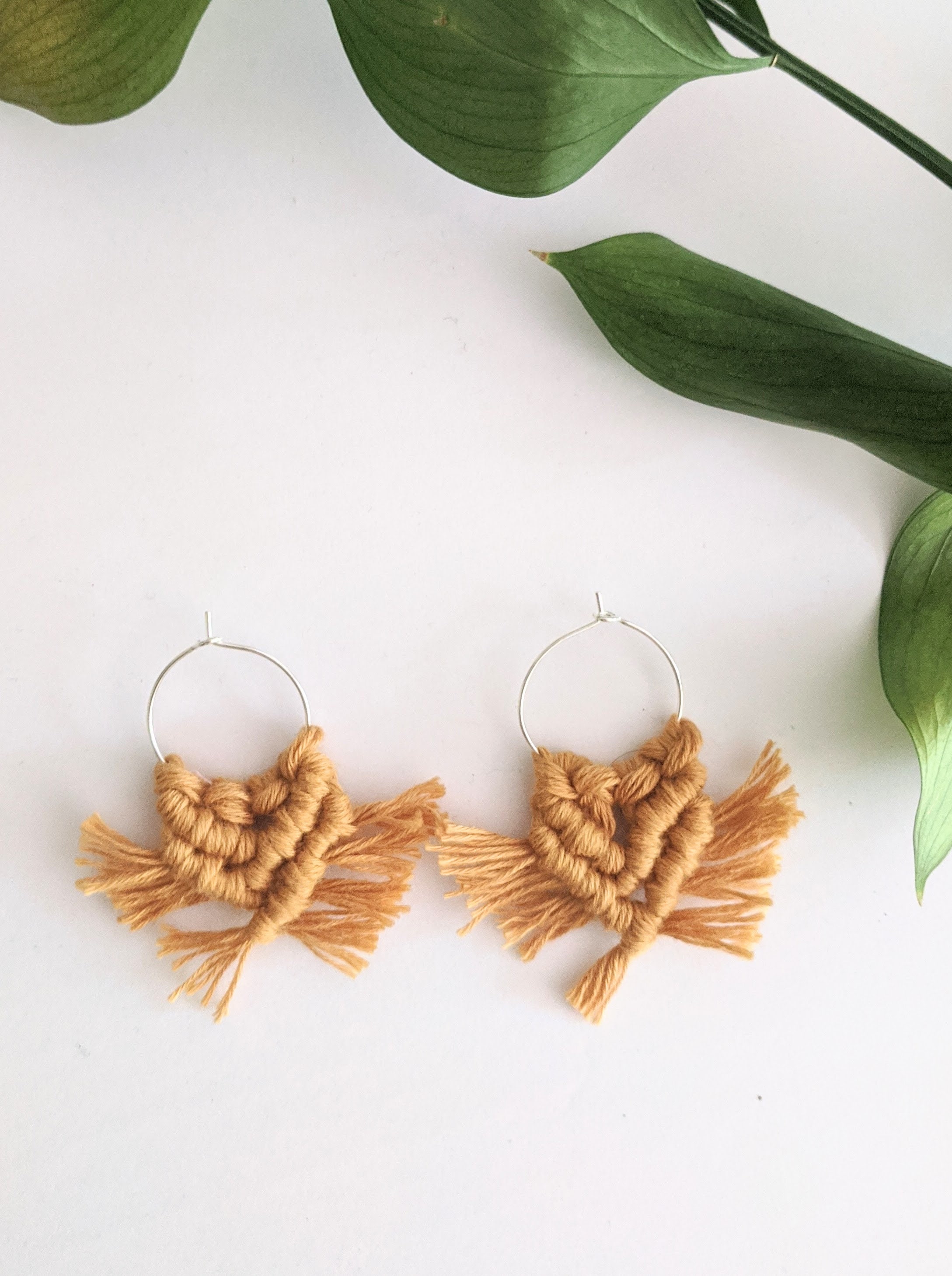 Pendientes LYSA / Macrame Macrame pendientes de aro de - Etsy España