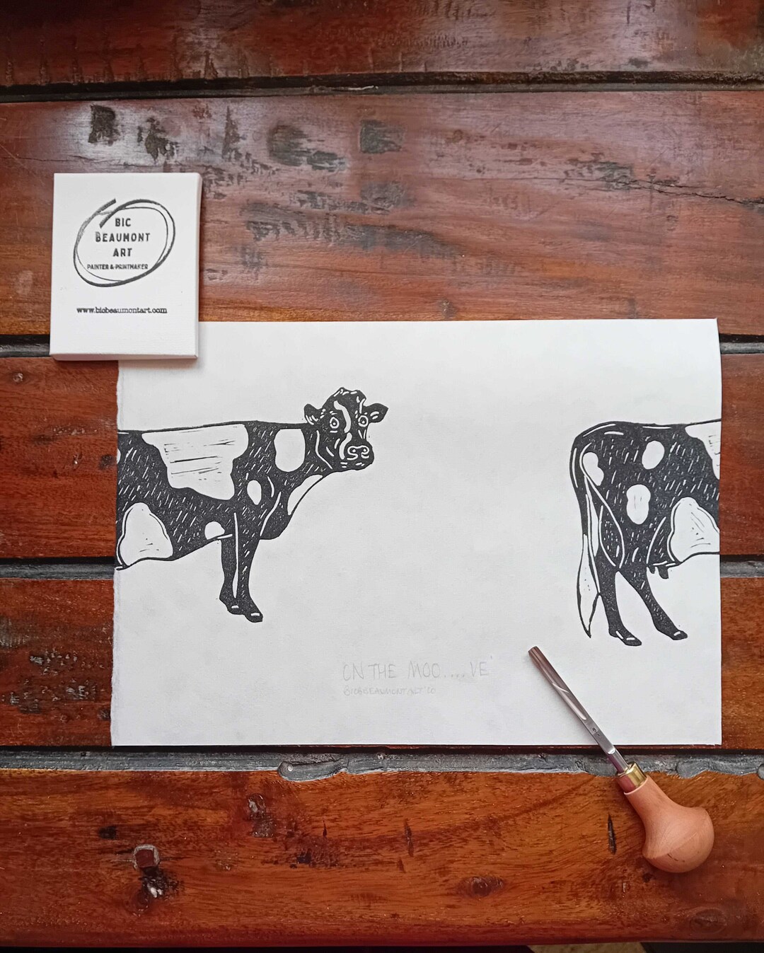 Cow lino print On the Moo...Ve - Etsy France