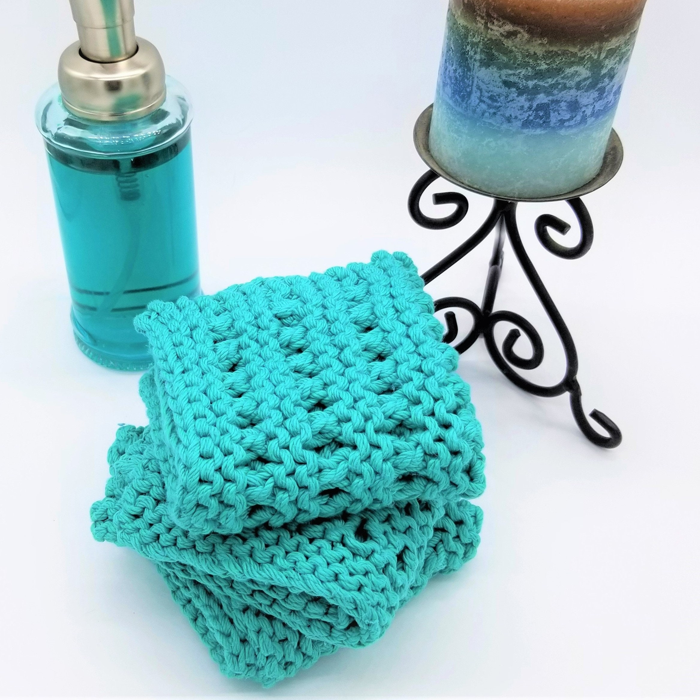 Washcloth Knitting Pattern, Lacy Hand Knit Washcloth Pattern, Knitted ...