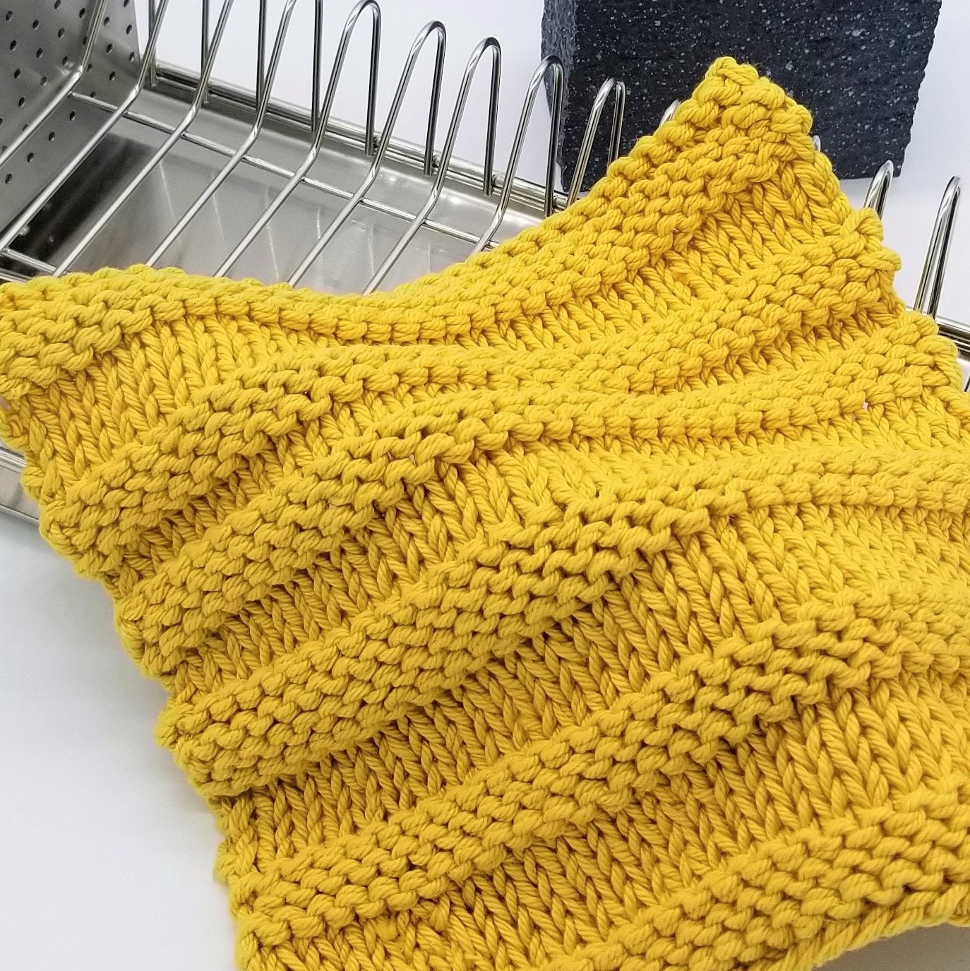 Easy Knit Dishcloth Pattern for Beginners, Kitchen Dish Cloth Knitting ...