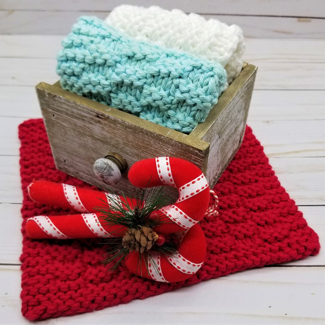 Christmas Washcloth Knitting Pattern, Knit Washcloth Pattern for ...