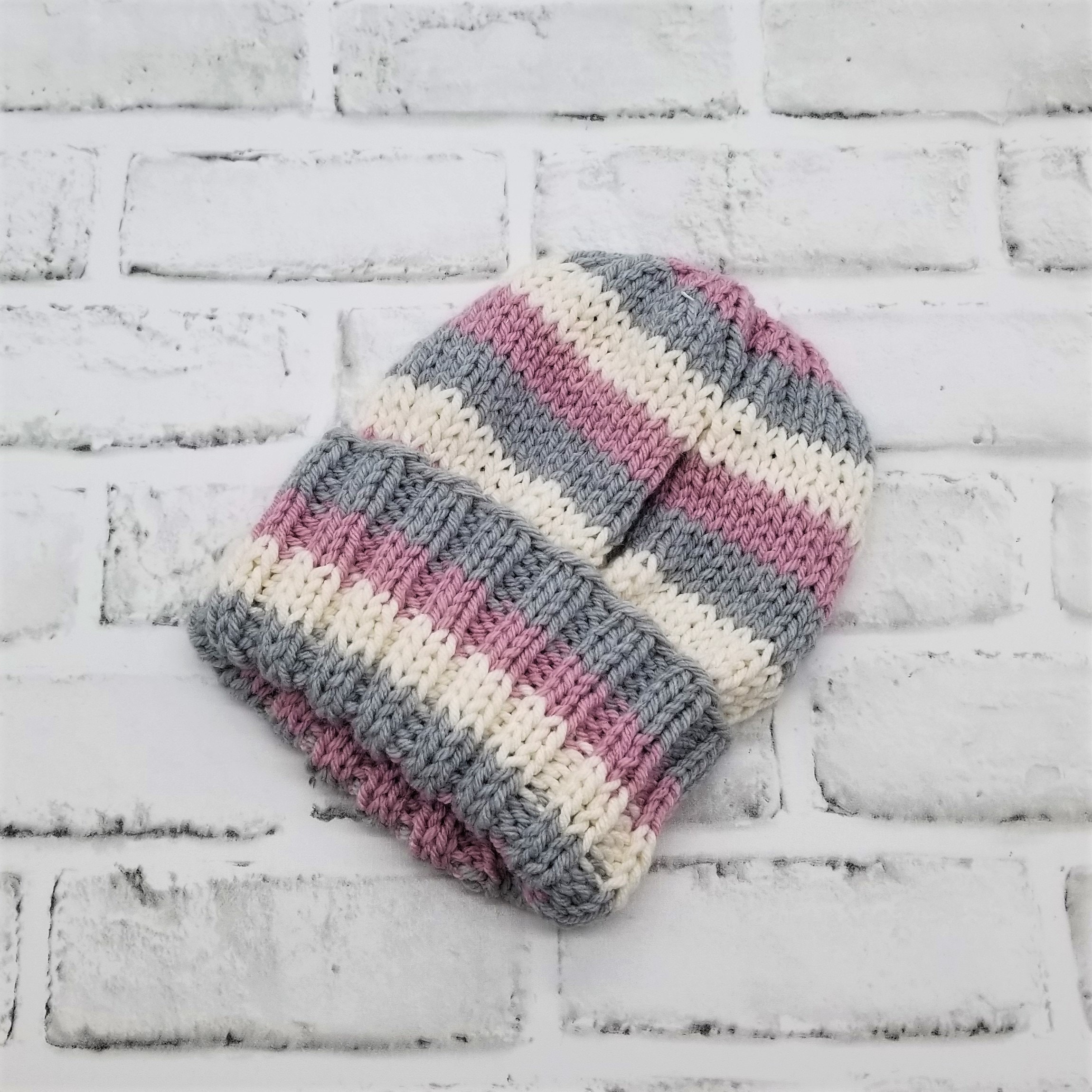 Adult Hat Knitting Pattern, Cuffed Knit Hat Pattern, Beginner Knitting ...