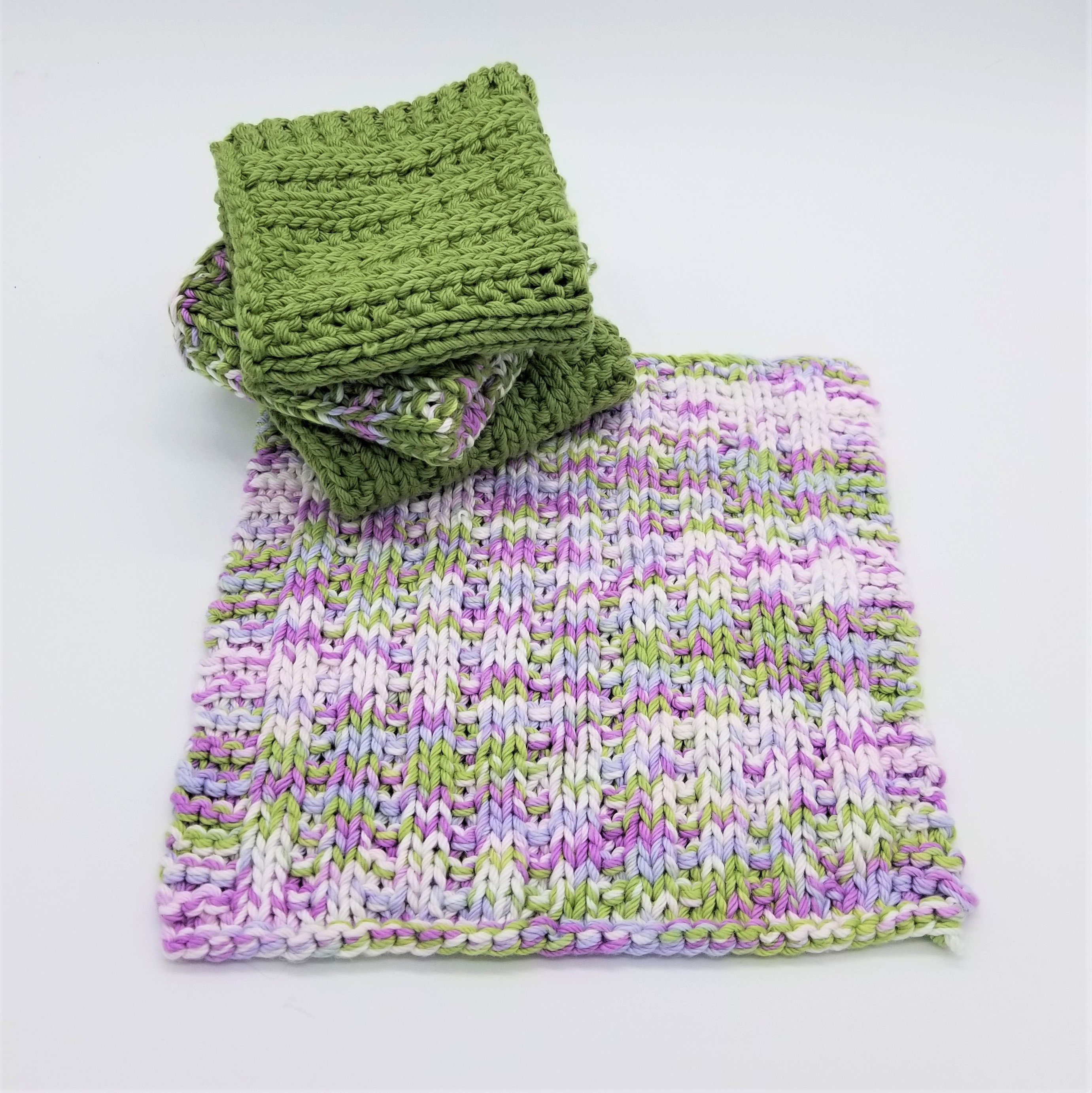Dishcloth Knitting Pattern, Easy Beginner Knit Dishcloth Pattern, Quick ...