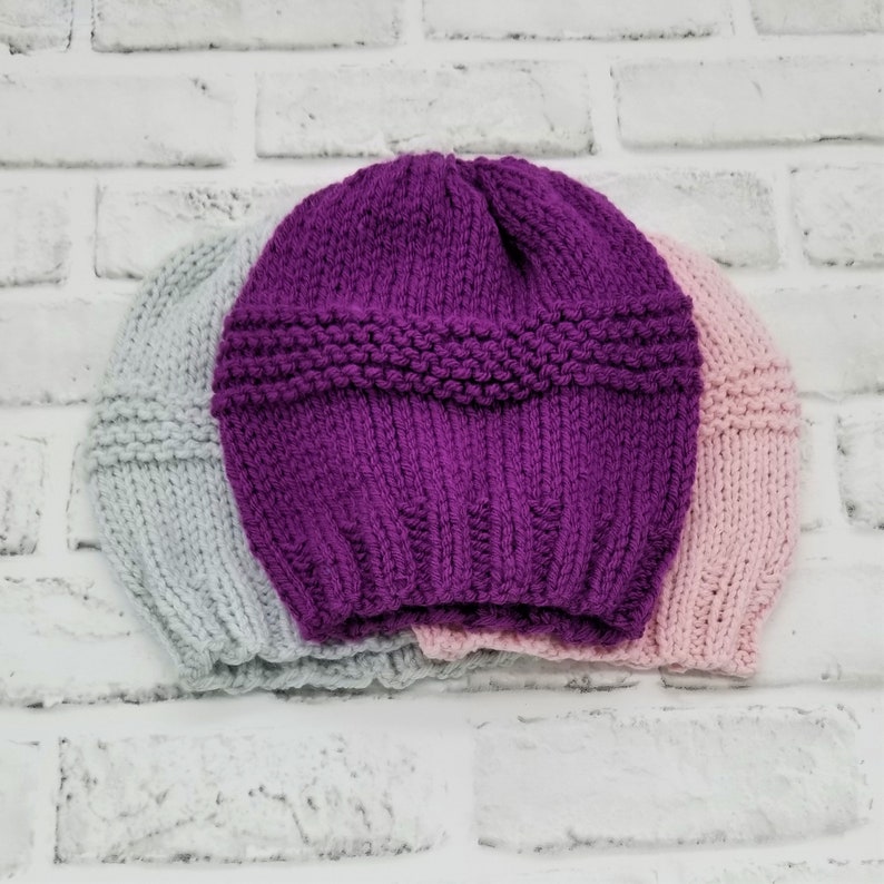 Teen Hat Knitting Pattern, Worsted Weight Beanie Hat Pattern, Knitted ...