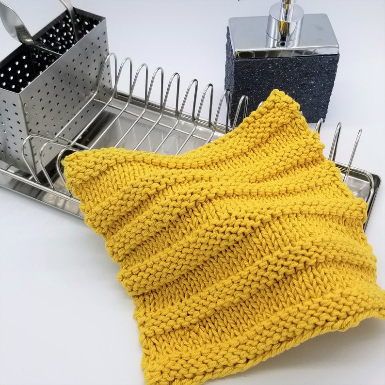 Easy Knit Dishcloth Pattern for Beginners, Kitchen Dish Cloth Knitting ...