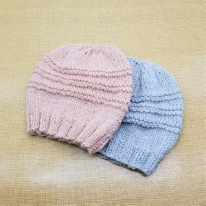 Teen Hat Knitting Pattern, Worsted Weight Beanie Hat Pattern, Knitted ...