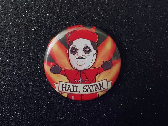 2.25 Cardinal Copia Plush Hail Satan Button | Etsy