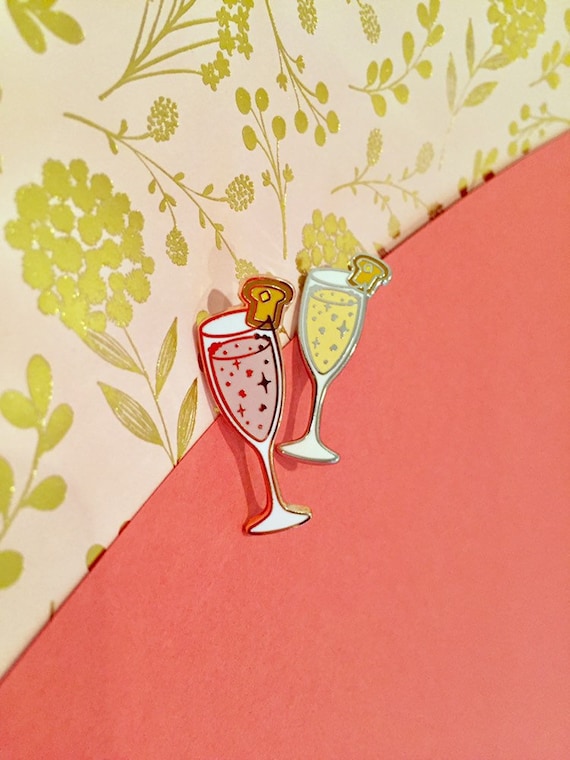 Champagne Toast Hard Enamel Pin | Etsy