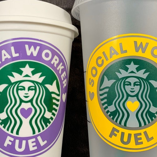 Social Worker Fuel With Hearts Starbucks Reusable Cup | Etsy