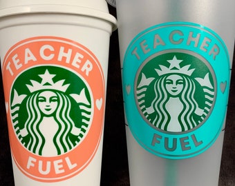 Teacher Fuel With Stars Starbucks Reusable Cup Quarantine | Etsy