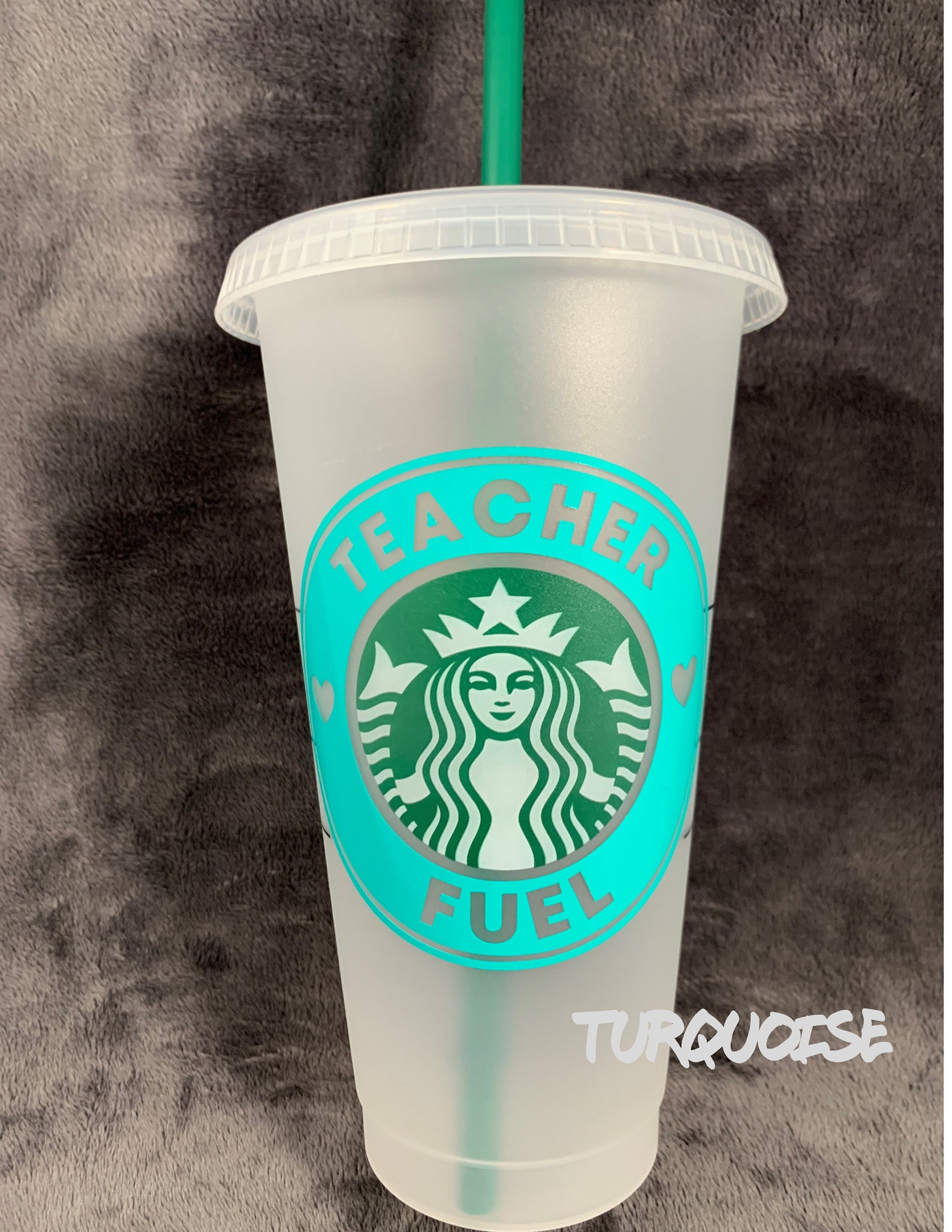 Teacher Fuel With Hearts Starbucks Reusable Cup - Etsy