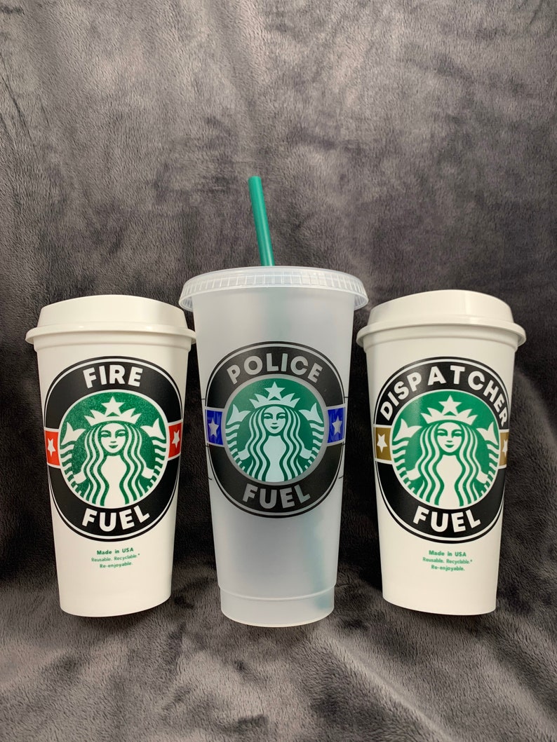 Police ~ Fire ~ Dispatcher Fuel ~ Starbucks Reusable Cup ~ Thin Blue ...