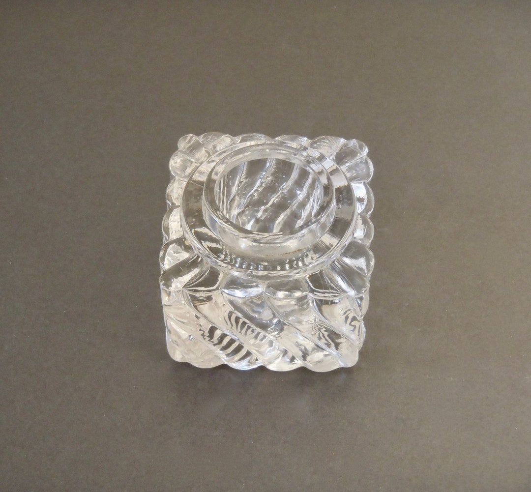 Vintage Square Molded Glass Ink Well - Etsy
