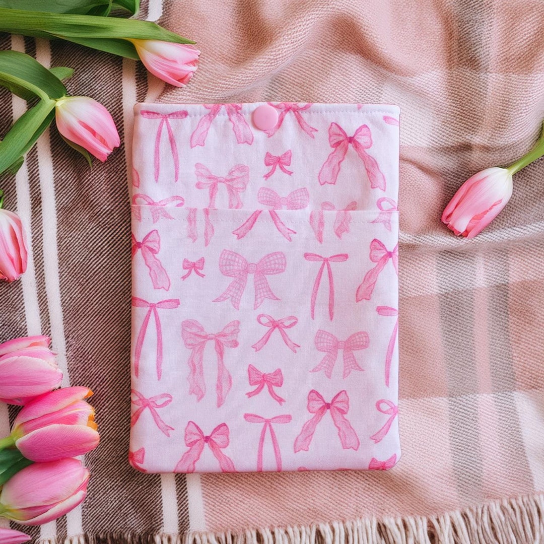 Pink Bow Book Sleeve / Coquette Book Pouch / Kindle Cozy / Book Lover ...