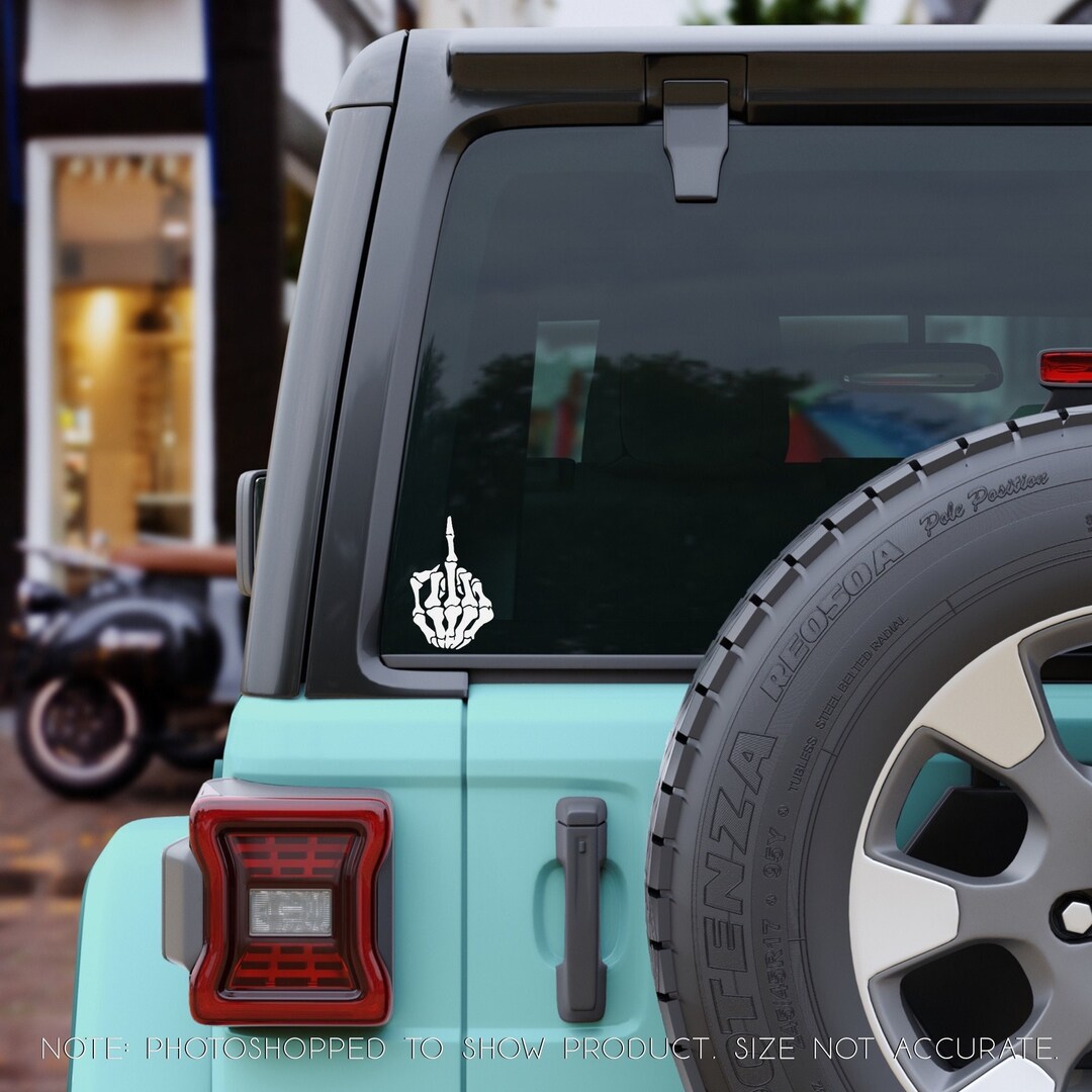 Funny Skeleton Hand Decal / Skeleton Middle Finger Sticker / Flipping ...