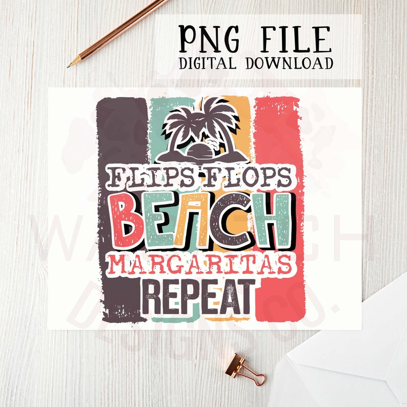Flip Flops Beach Margarita PNG File, Sublimation Design - Etsy
