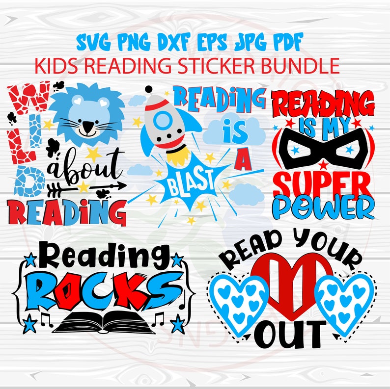 PRINTABLE Stickers Png Files Kids Reading Stickers School - Etsy