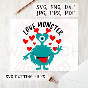 Love Monster Svg, Valentine's Svg, Valentine's Day, Monster Printable ...