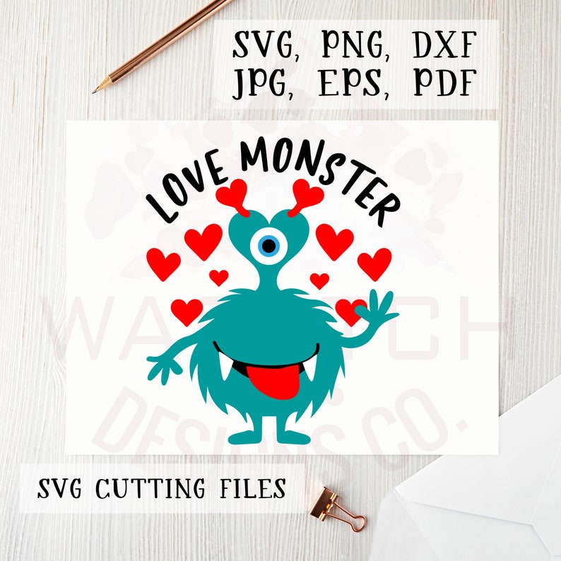 Love Monster Svg, Valentine's Svg, Valentine's Day, Monster Printable ...