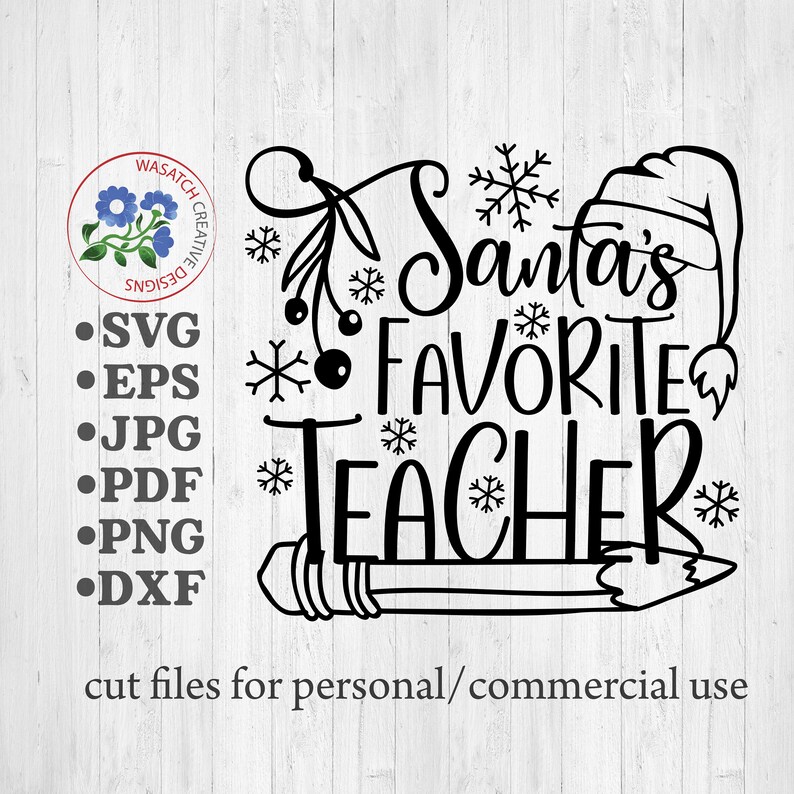 Santa's Favorite Teacher Svg Christmas Svg Designs - Etsy