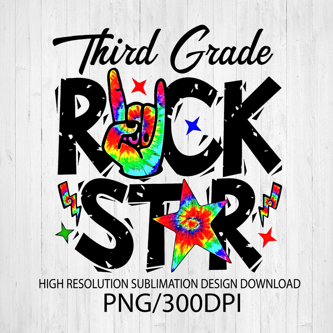 Third Grade Rock Star PNG File for Sublimation Printing DTG - Etsy