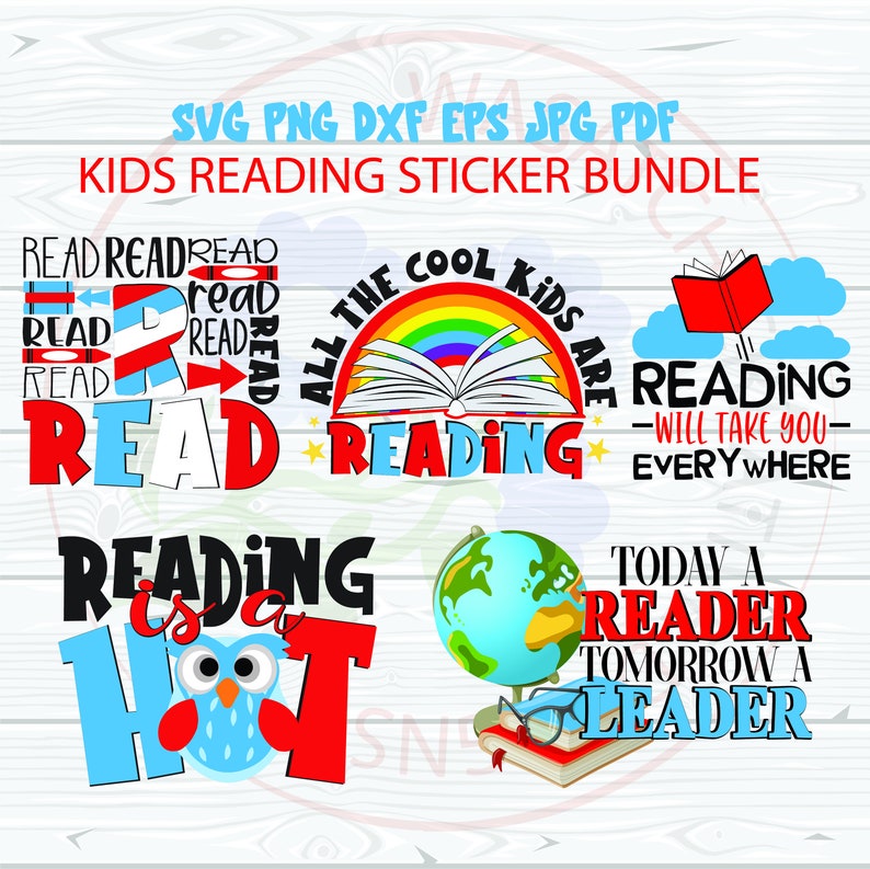 PRINTABLE Stickers Png Files Kids Reading Stickers School - Etsy