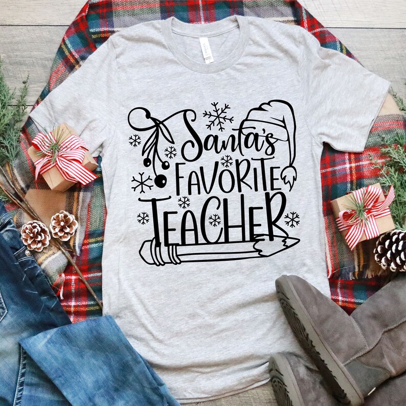 Santa's Favorite Teacher Svg Christmas Svg Designs - Etsy