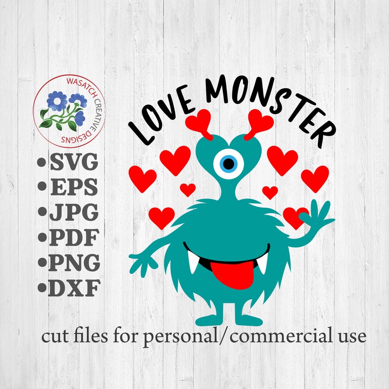 Love Monster svg Valentine's svg Valentine's Day | Etsy
