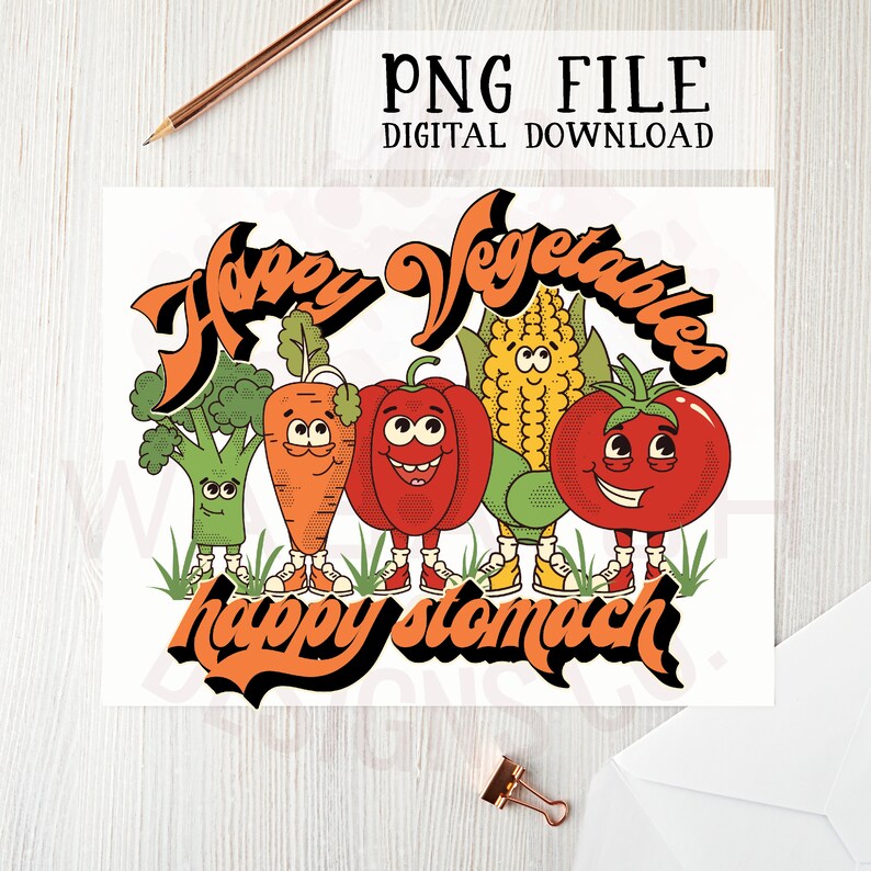 Happy Vegetables Happy Stomach PNG File Sublimation Design - Etsy