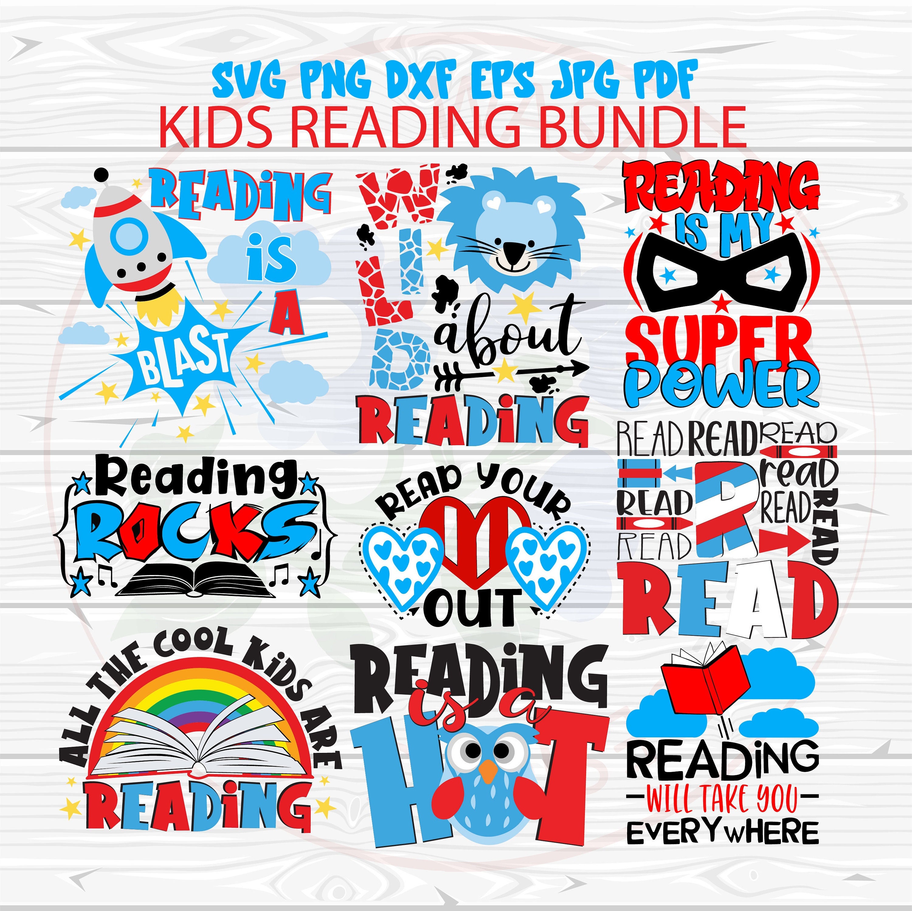 Kids Reading T-shirt Bundle SVG Cutting File Reading Svg - Etsy