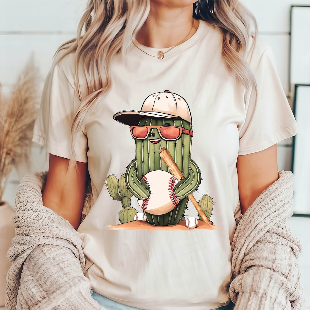 Baseball and Softball Cactus PNG Sublimation PNG Retro Png File ...
